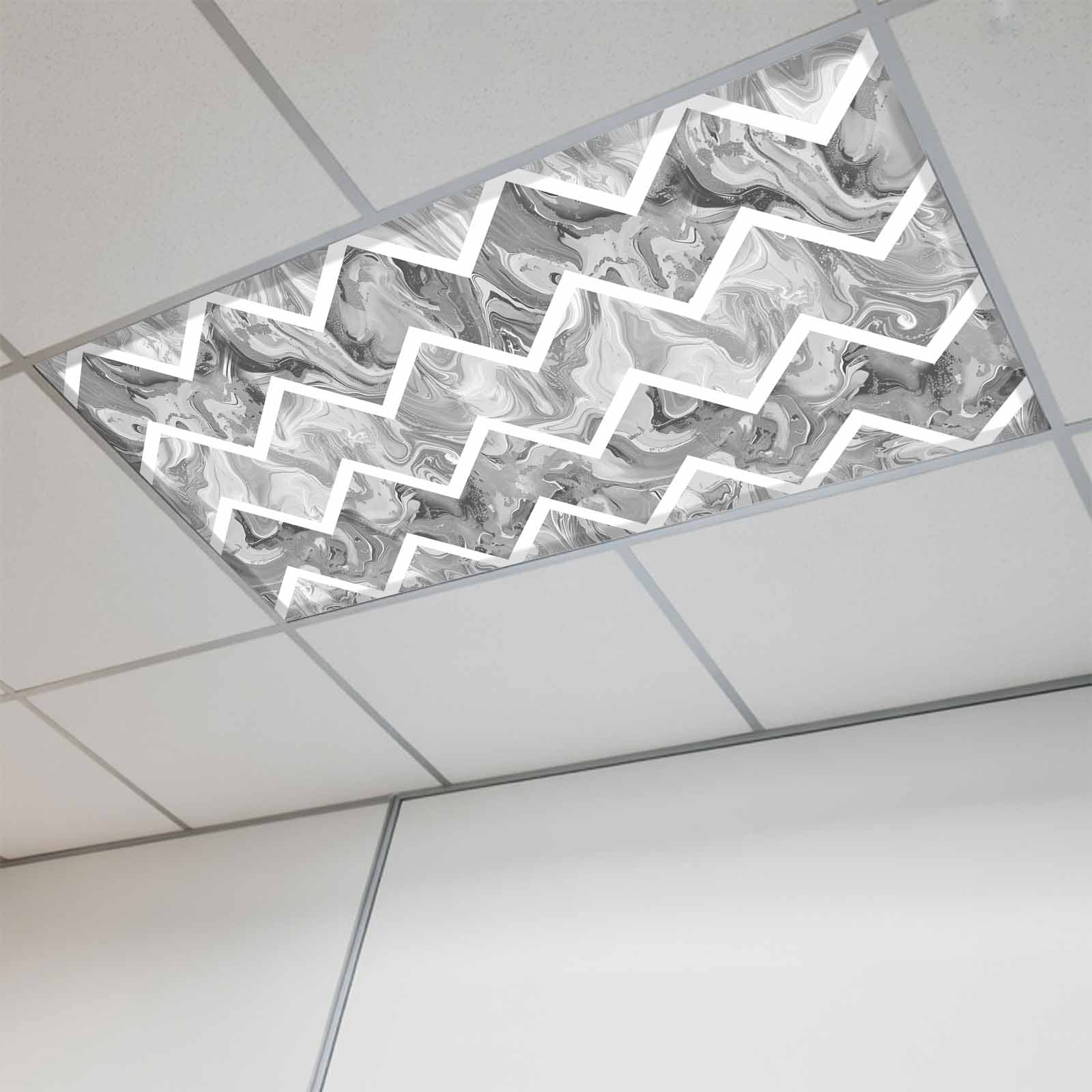 Grey Marble Fluorescent Light Covers, Modern Abstract Art Aesthetics ...