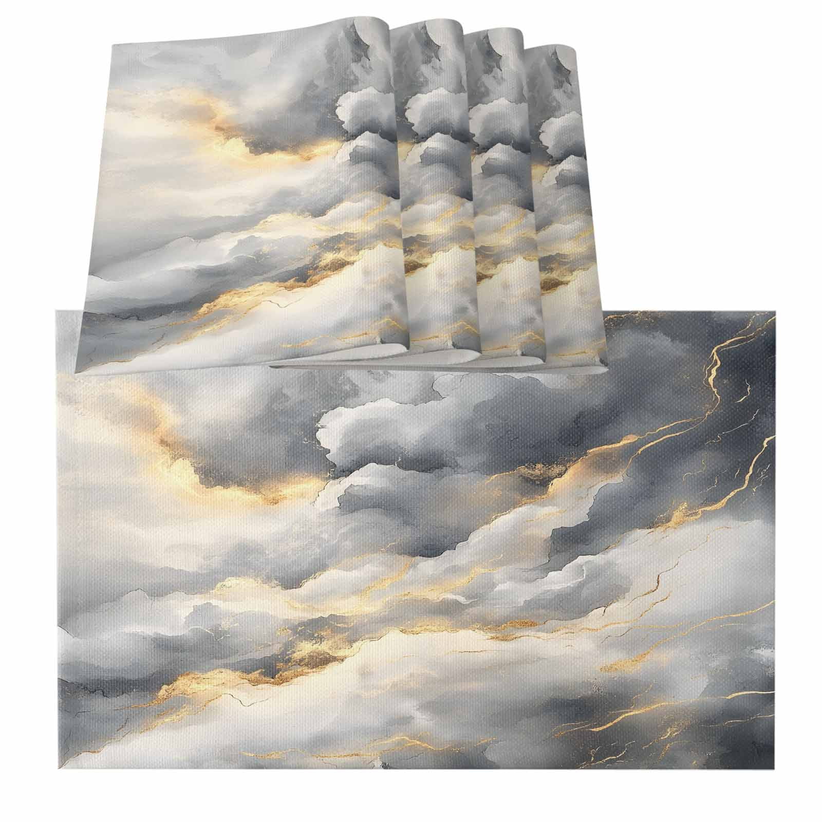 Grey Marble Modern Abstract Ink Painted Aesthetics Burlap Kitchen Place ...