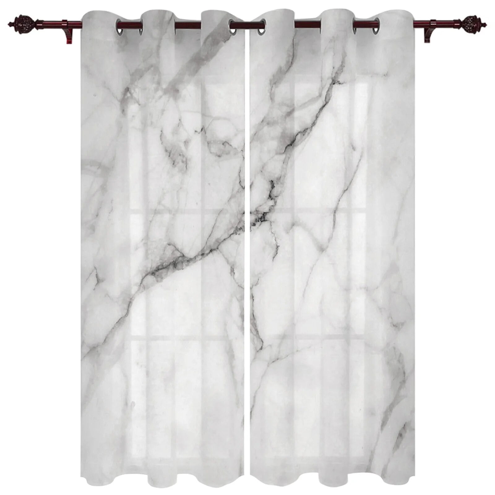 Grey Marble Pattern Curtains for Living Room Luxury Bedroom Window ...
