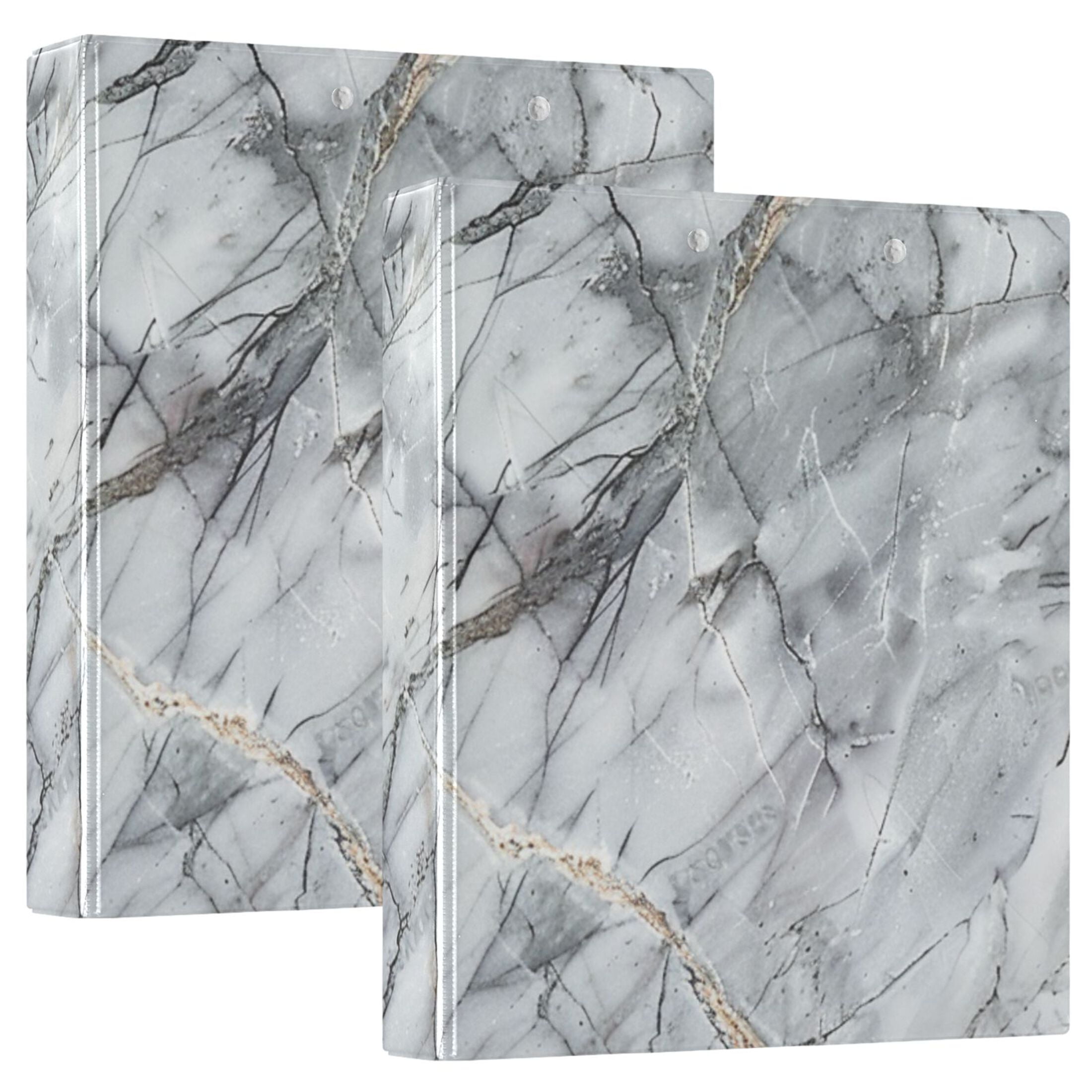 Grey Marble Pattern Hardcover 3 Ring Binder 1.5 inch Round Rings with ...
