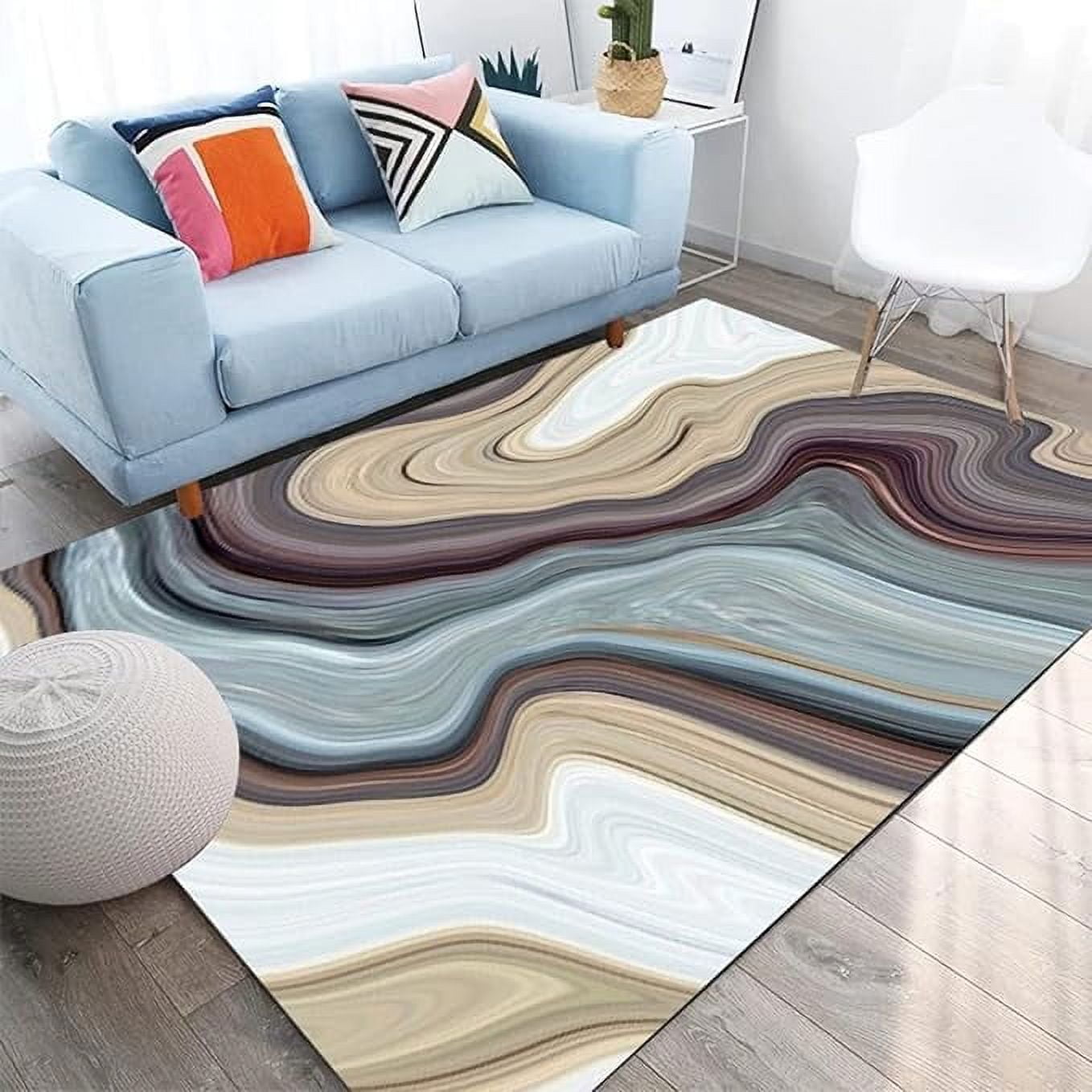 Grey Marble Swirl Pattern Area Rugs, Modern Abstract Indoor Carpet ...