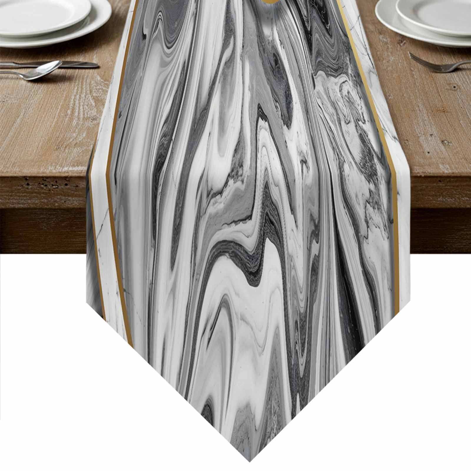 Grey Marble Table Runner Linen Burlap Table Runner 108 Inches Long ...