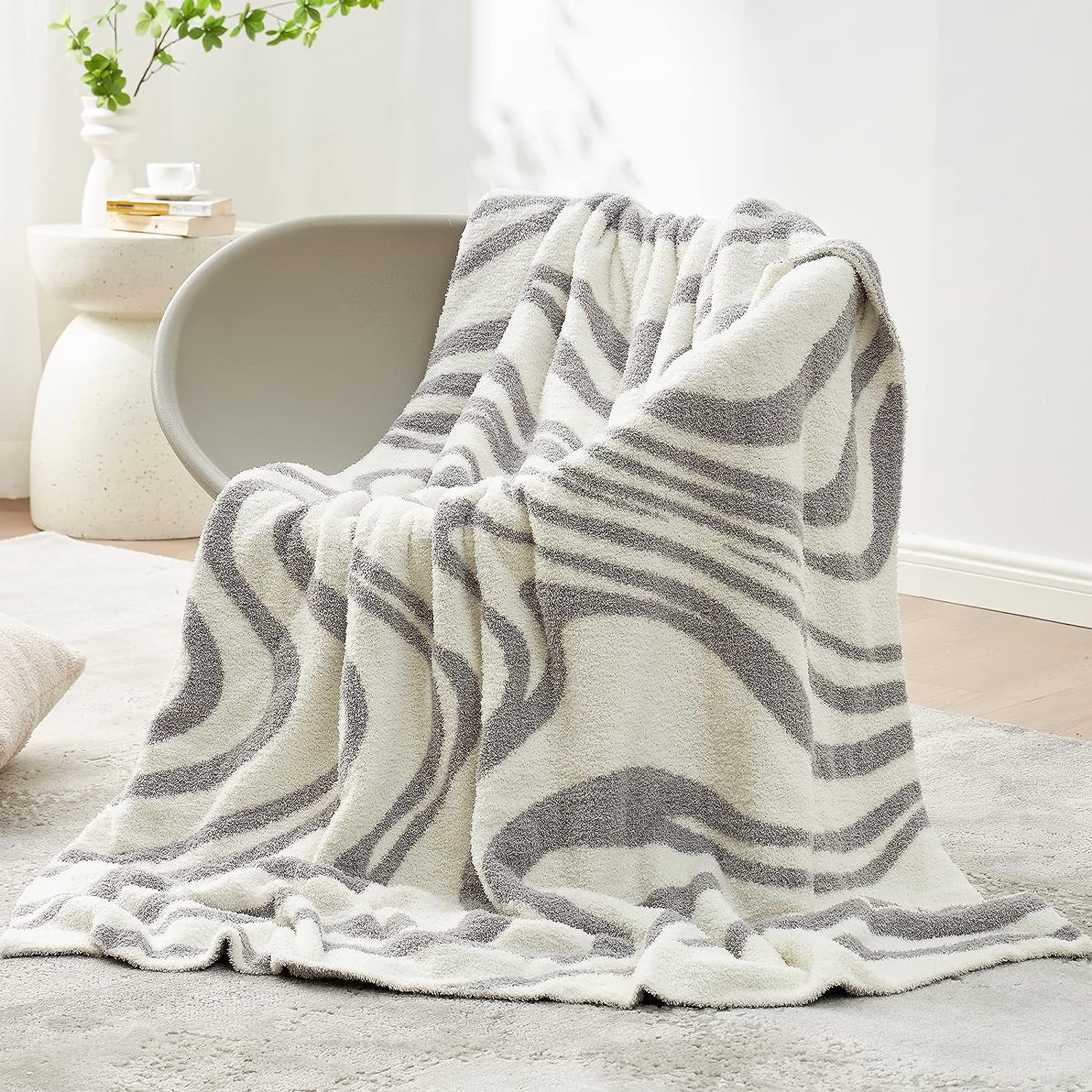 Grey Marble Throw Blanket for Couch, Reversible Throw Blanket Warm Cozy ...