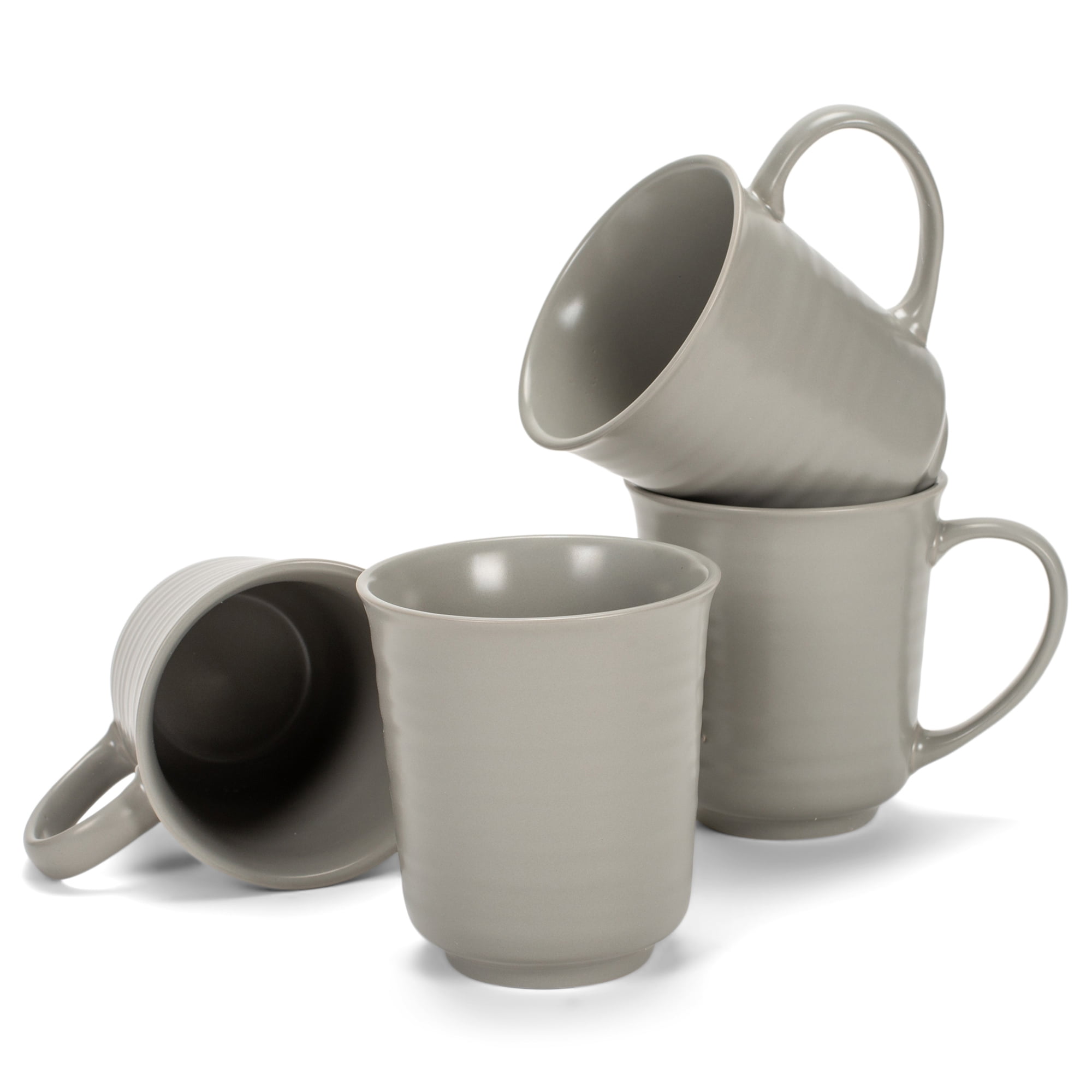 Elanze Designs, Grey Matte Stoneware Coffee Mug Set, Dishwasher Safe ...
