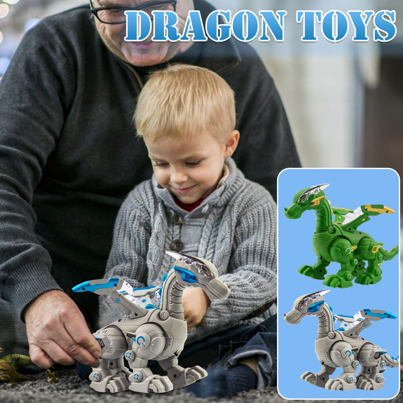 Grey Mechanical Dinosaur Toy With Sound And Light Effects 11.8Inch ...