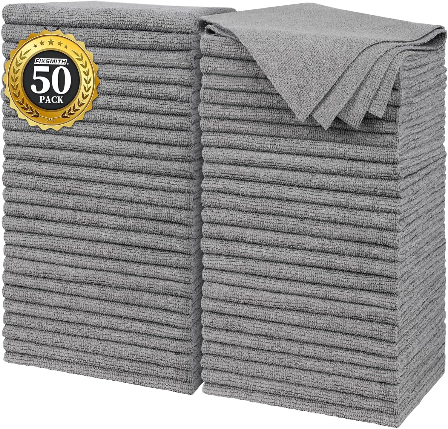 Grey Microfiber Cleaning Cloth, Pack of 50, 16"X12" Cleaning Rags for ...