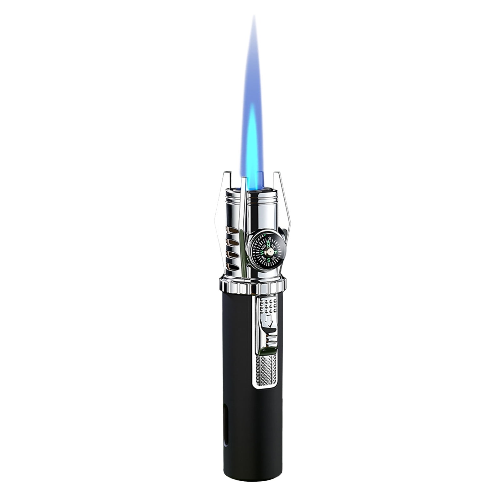 Grey Mini Torch Lighter Refillable Metal Igniter With Powerful Flame, Portable Design And Sleek ...