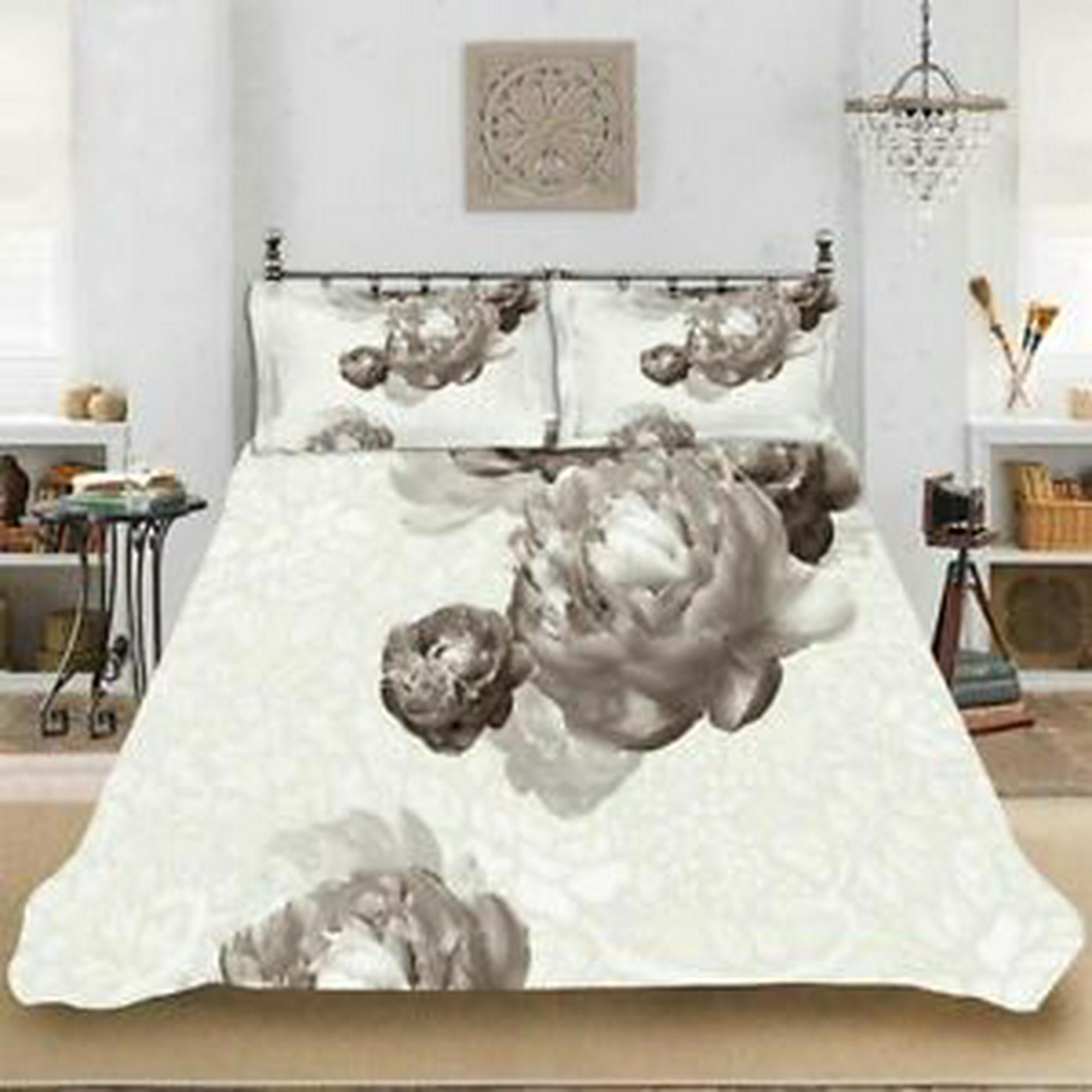 Grey Miracle Buds 3D Printing Duvet Quilt Covers Pillow Case Bedding ...