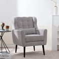 Grey Modern Accent Chair,Chenille Arm Chairs for Living Room,Solid Wood ...