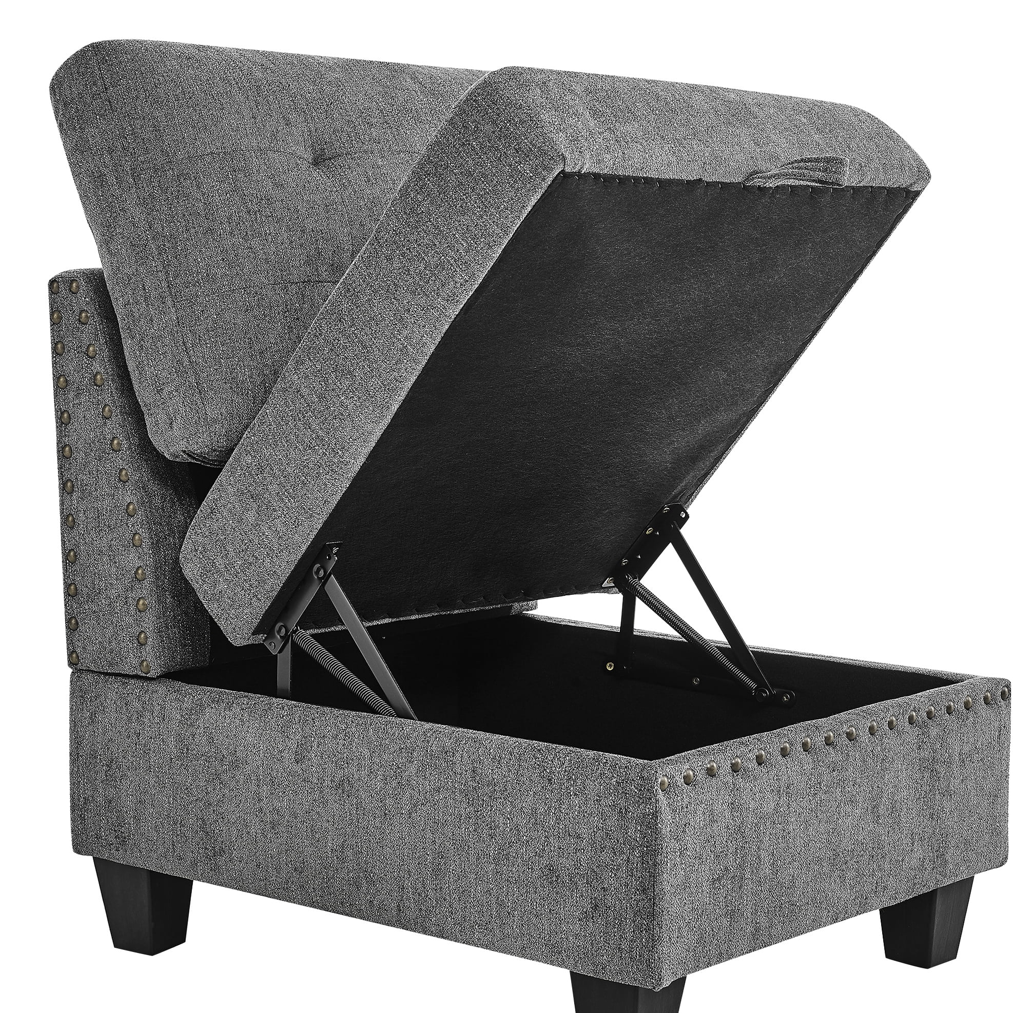 Grey Modular Sectional Couch With Chenille And Reconfigurable Layout ...