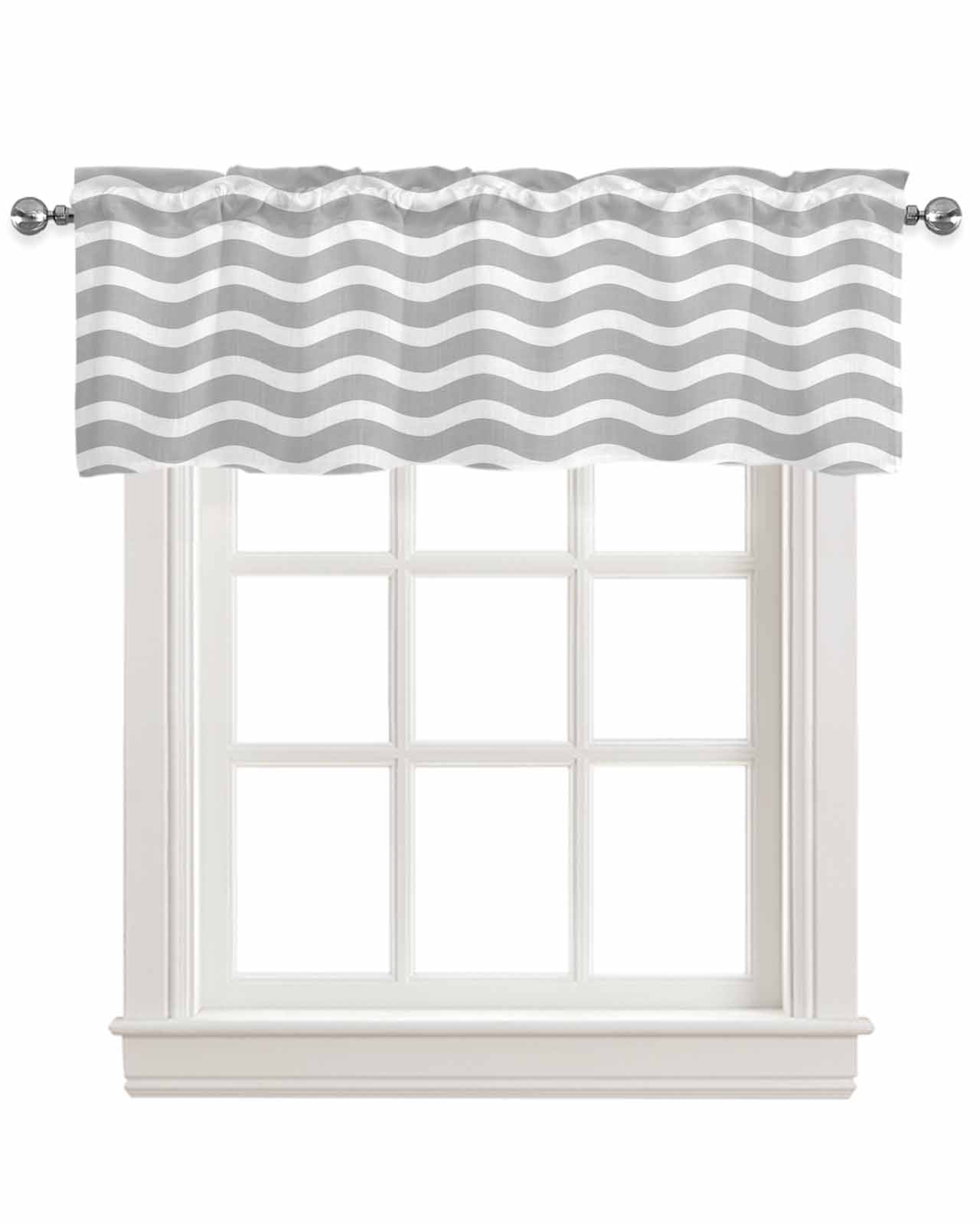Grey Moire Ombre Kitchen Valances for Windows Farmhouse Linen Window ...