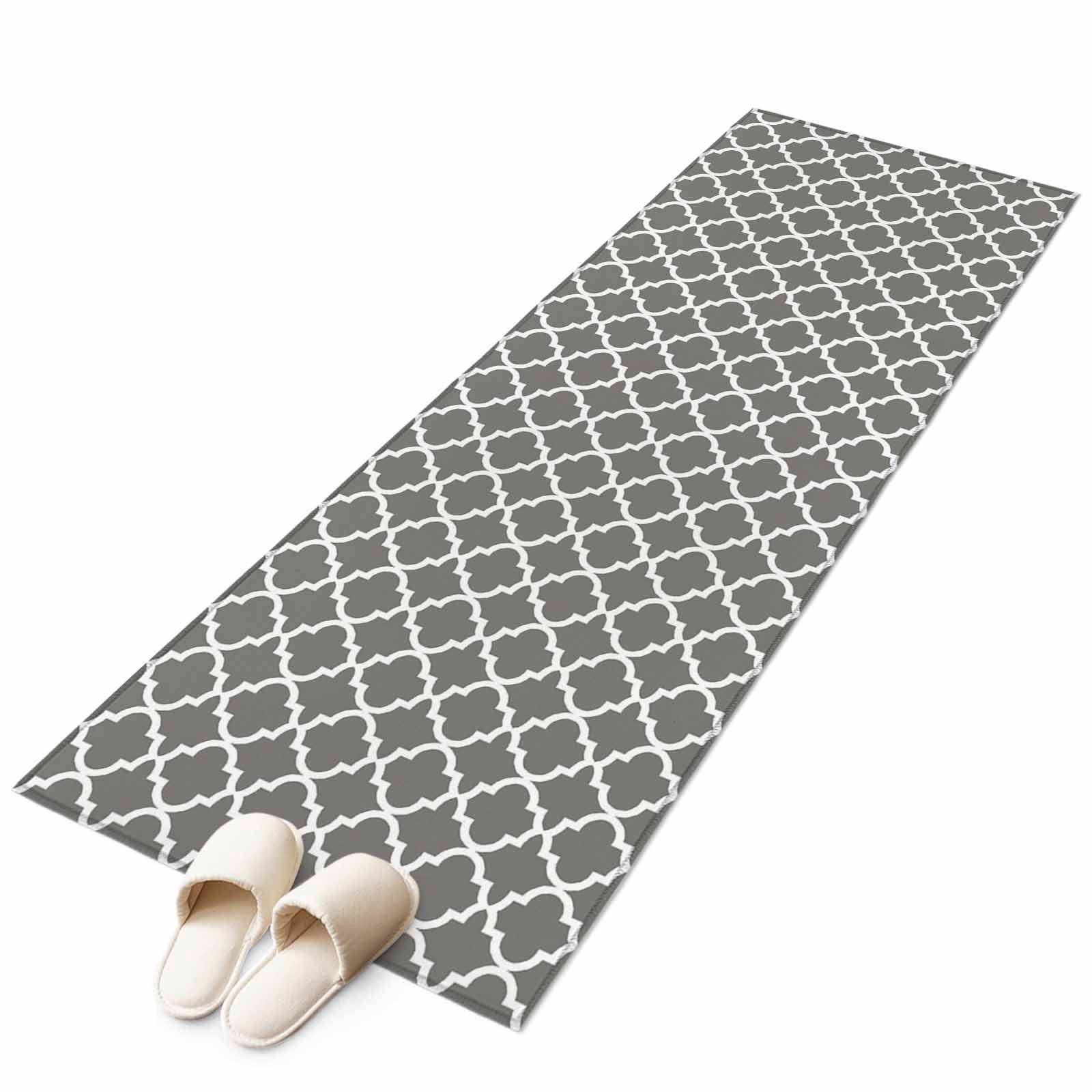 Grey Morocco Country Farmhouse Non-Slip Non-Shedding Floor Mat ...