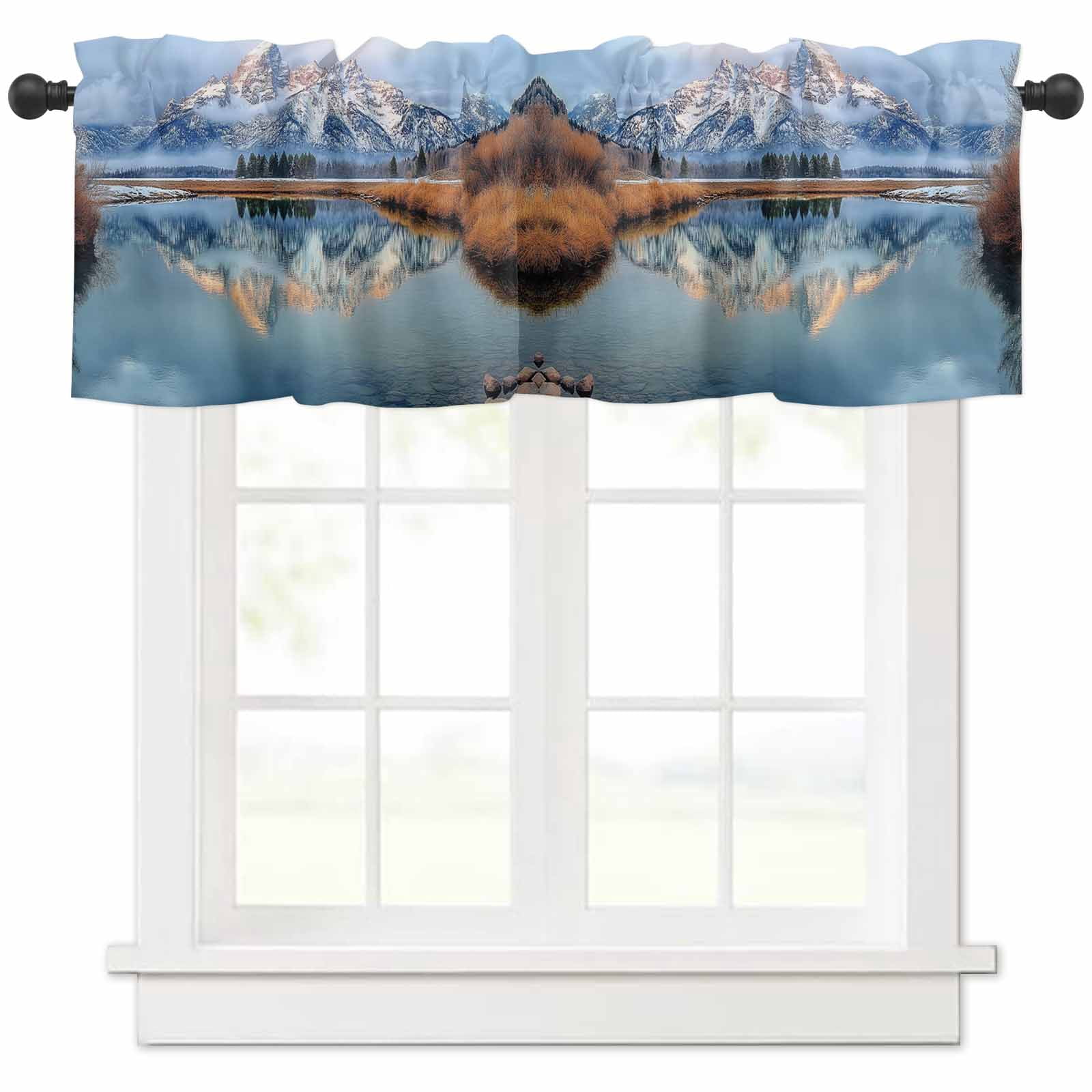Grey Mountain Valances for Windows Farmhouse Kitchen Curtains Valances ...