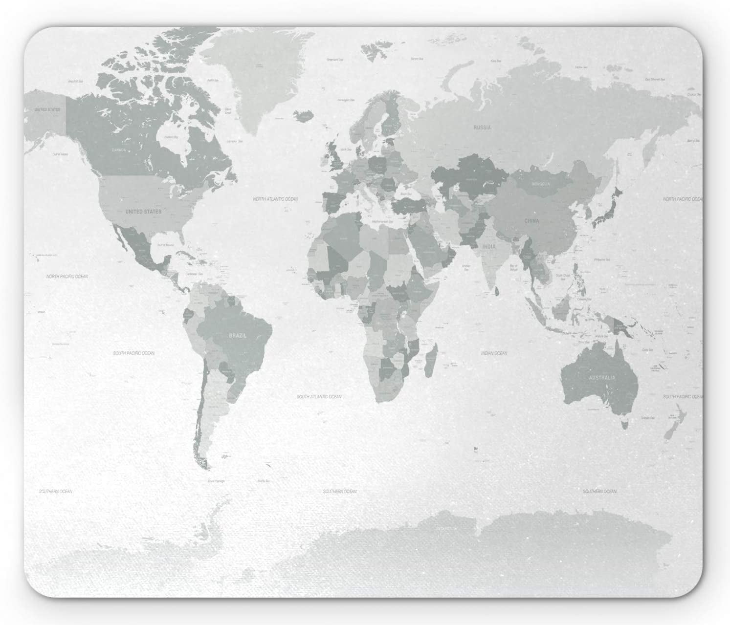 Grey Mouse Pad, Detailed World Map with All Countries Major Capital Cities Universe Earth ...