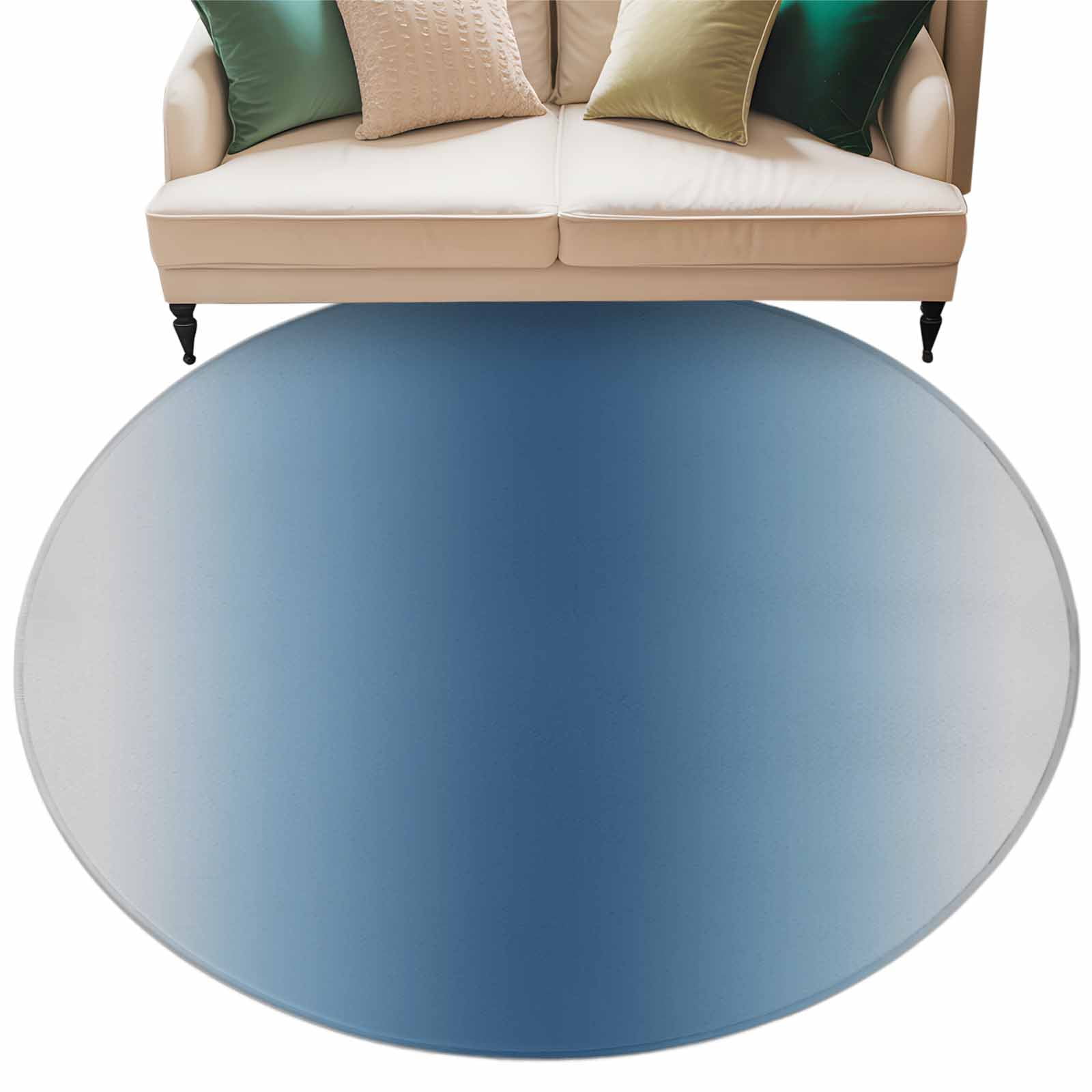 Grey and Navy Blue Gradient Washable Round Area Rug 6 ft, Minimalist ...