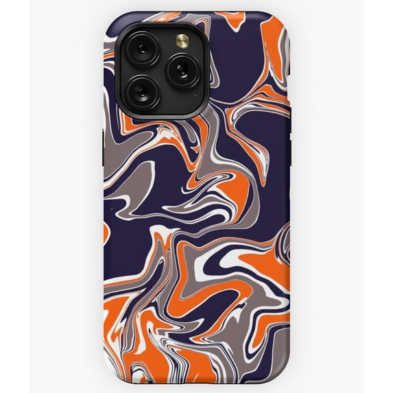 Grey Navy Orange and White Oil Slick Abstract A13655 Phone Case for ...