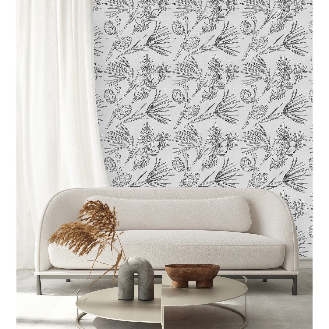 Grey Needles Wallpaper Pre-Pasted - 25"W x 225"H - Walmart.com