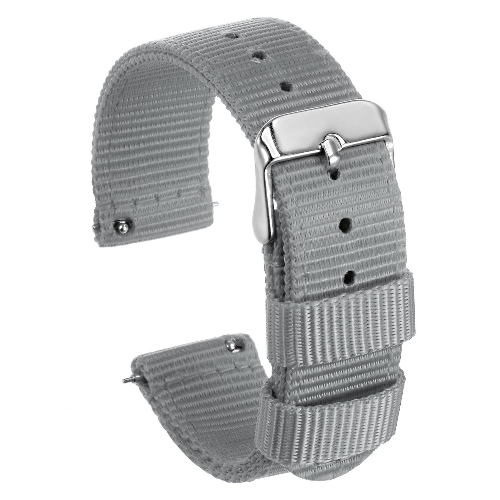 Grey Nylon Watch Band 18mm Width Durable Nylon Strap with Silver Buckle ...