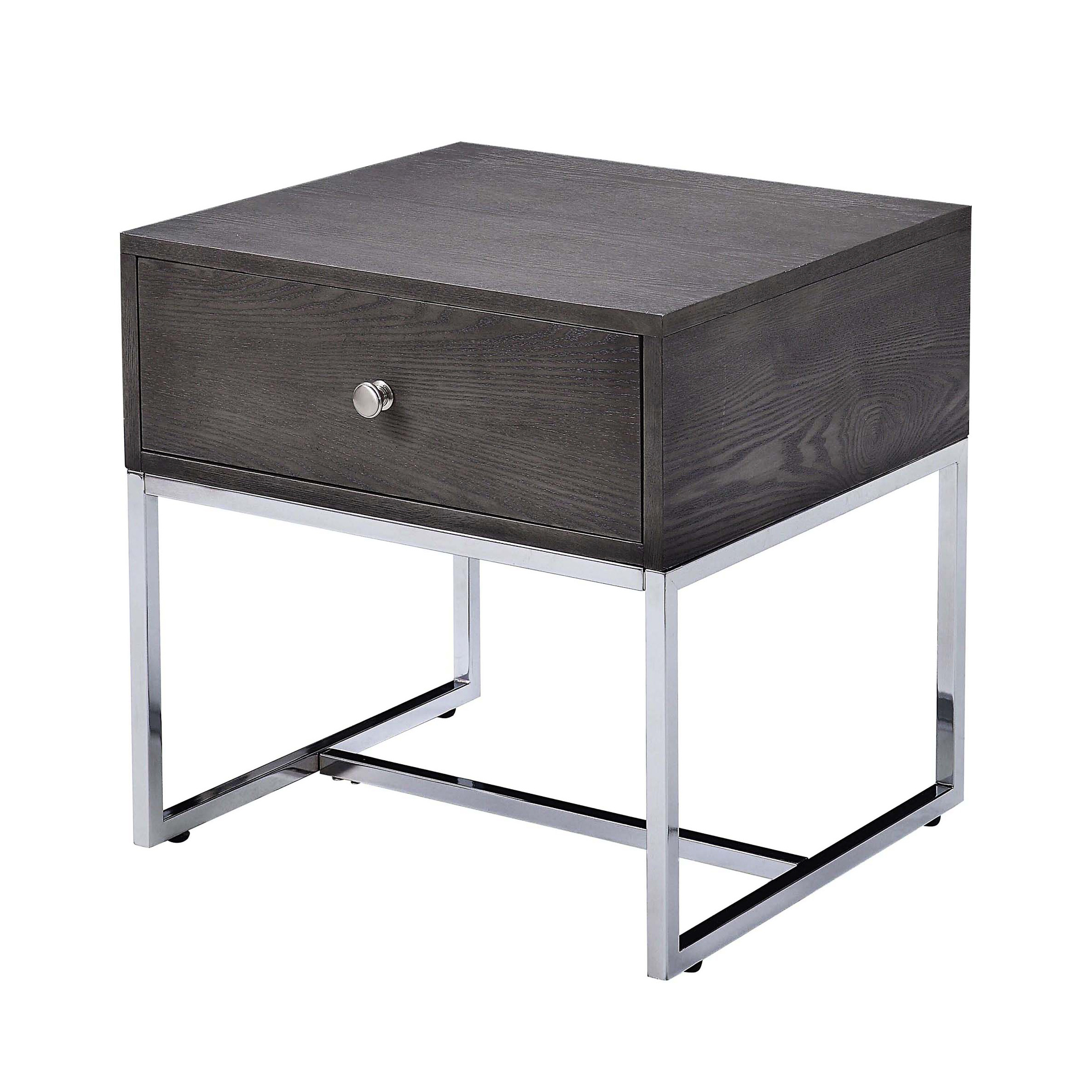 Grey Oak End Table, Modern Design With Practical Storage Option ...