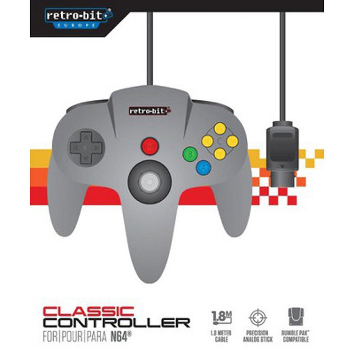Grey Og Wired Nintendo 64 Controller [Retro-Bit Europe] - Walmart.com
