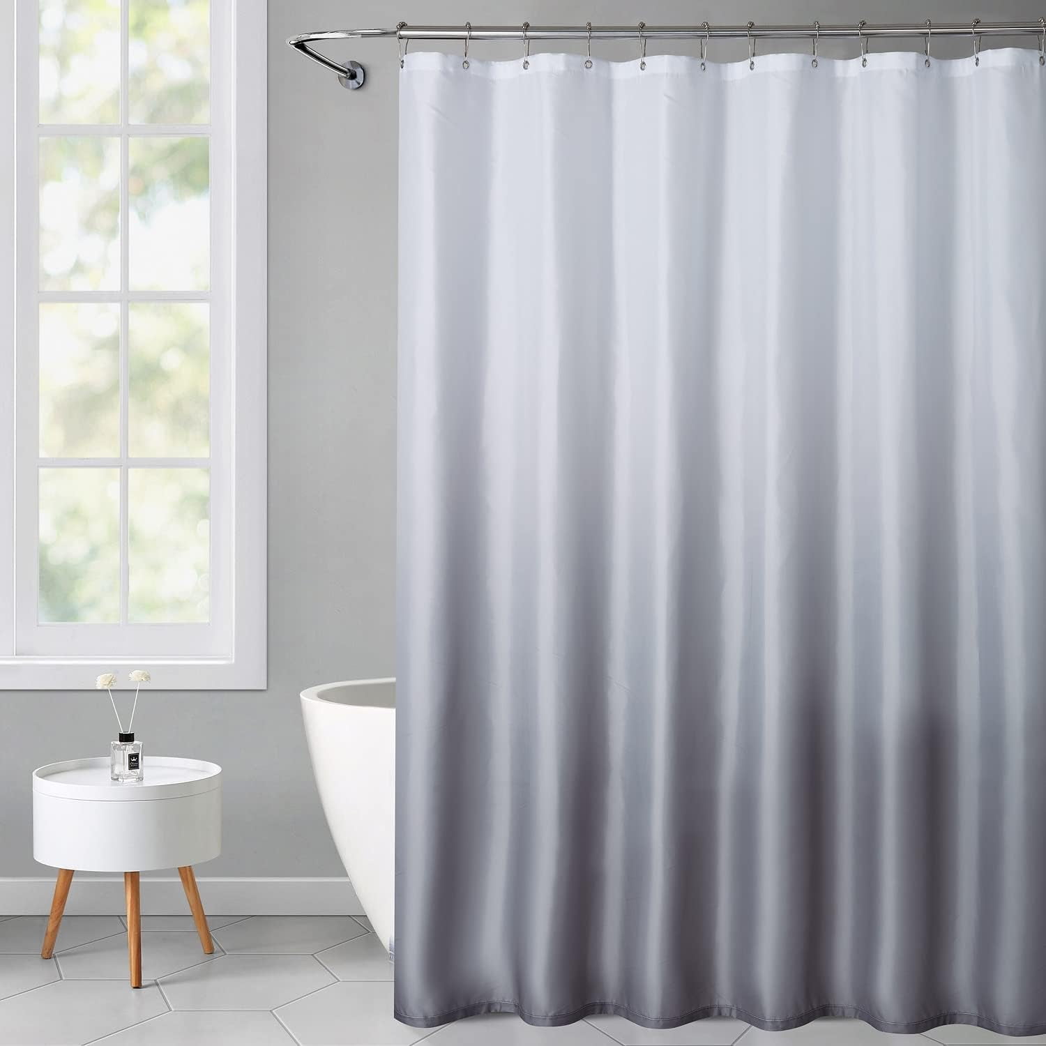 Grey Ombre Bathroom Shower Curtains for Bathroom,Grey and White Fabric ...