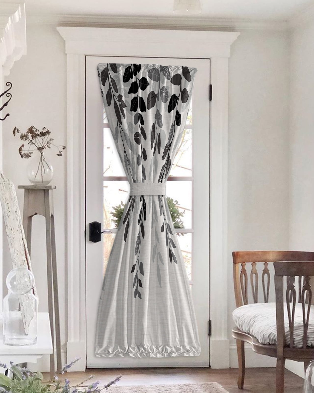 Grey Ombre Botanical Blackout Door Curtains for French, Glass,Front ...