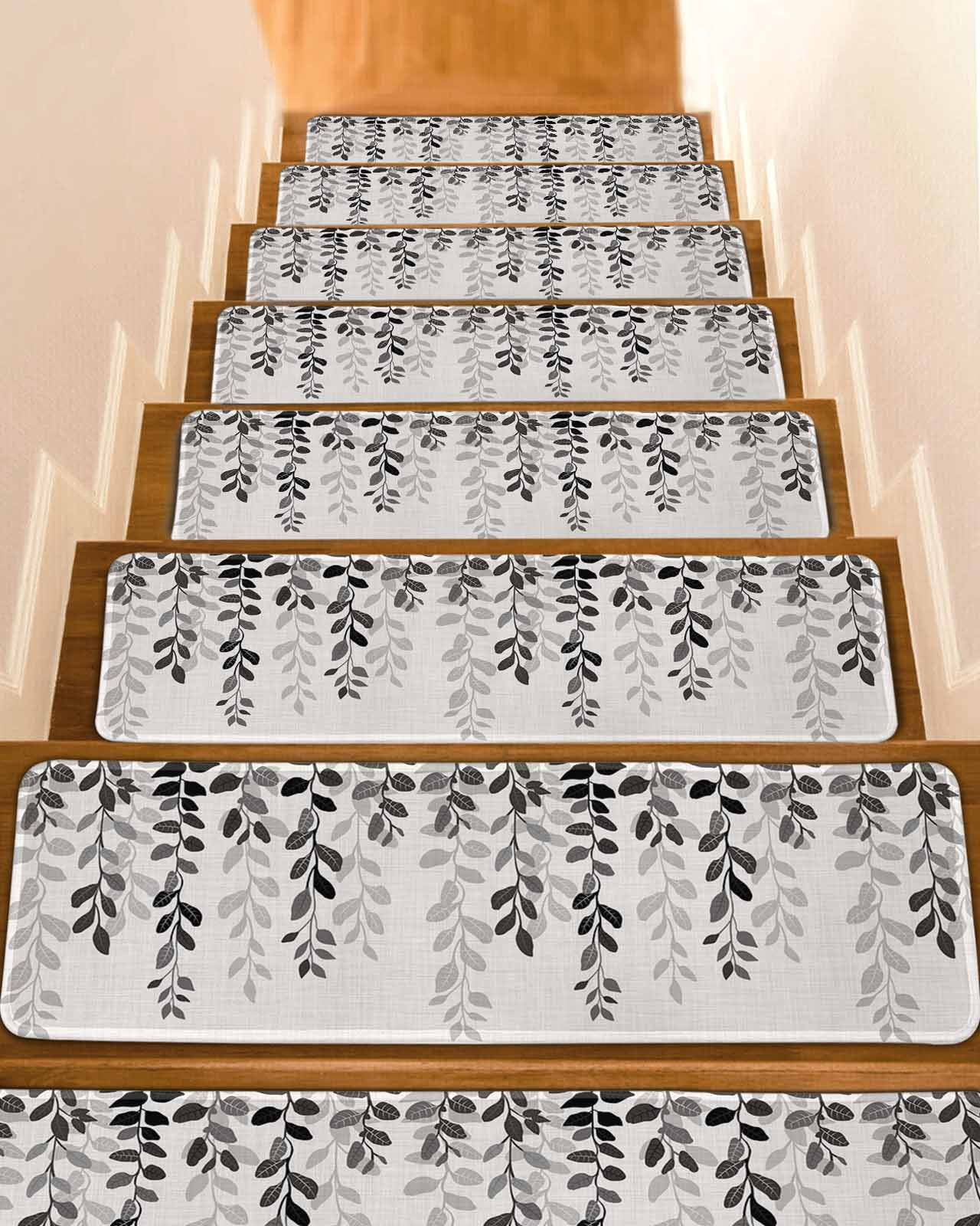 Grey Ombre Botanical Stair Treads for Wooden Steps Indoor Runner Rug ...