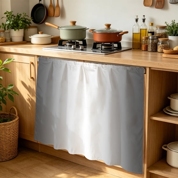 Grey Ombre Cabinet Curtains 35''x35'', Gray White Gradient Modern ...