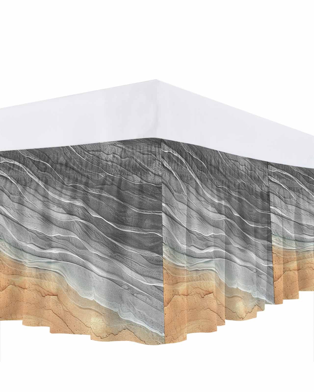 Grey Ombre Coastal Bed Skirt King Size, Summer Nautical Beach Ocean ...
