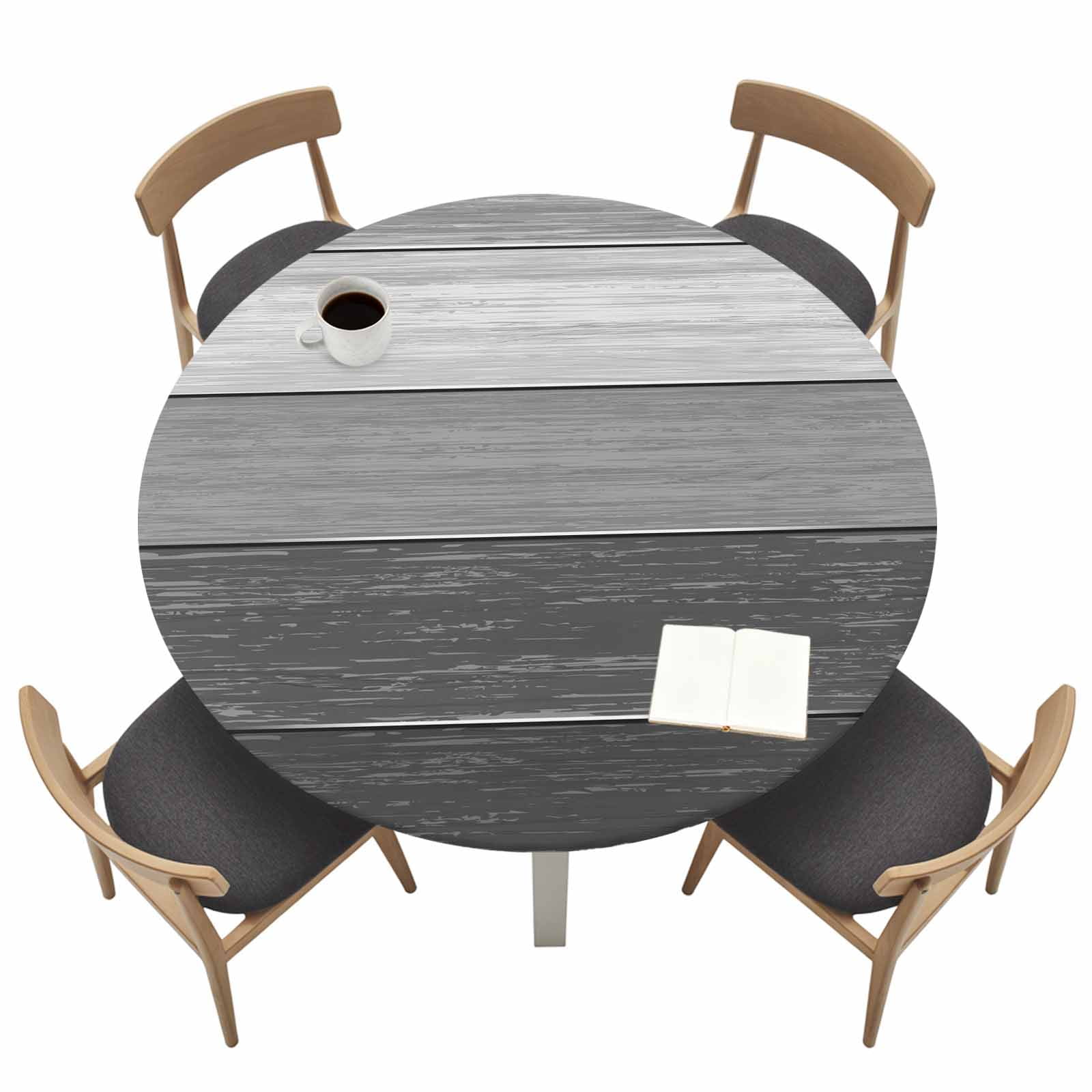 Grey Ombre Fitted Tablecloth with Elastic Edged, Round Table Cloth for ...