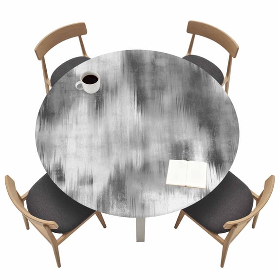 Grey Ombre Fitted Tablecloth with Elastic Edged, Round Table Cloth for ...