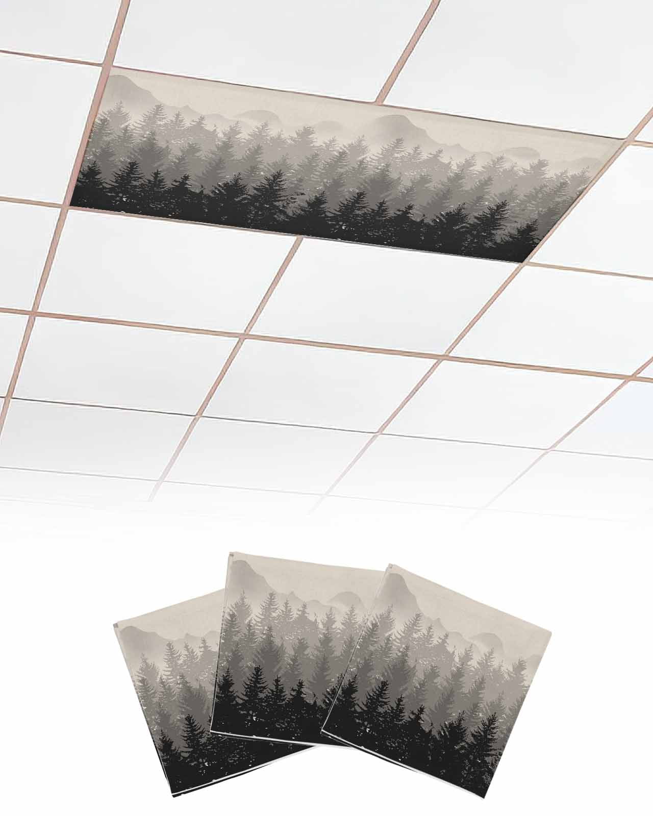 Grey Ombre Fluorescent Light Covers for Ceiling Lights 4x2 feet,3 Pack ...