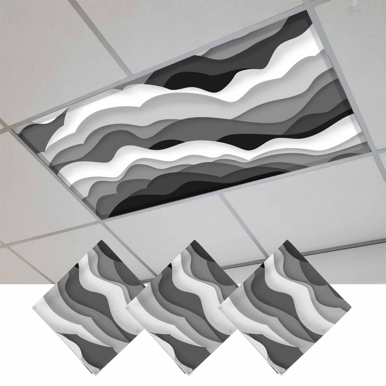 Grey Ombre Fluorescent Light Covers, Modern Geometric Moire Abstract ...