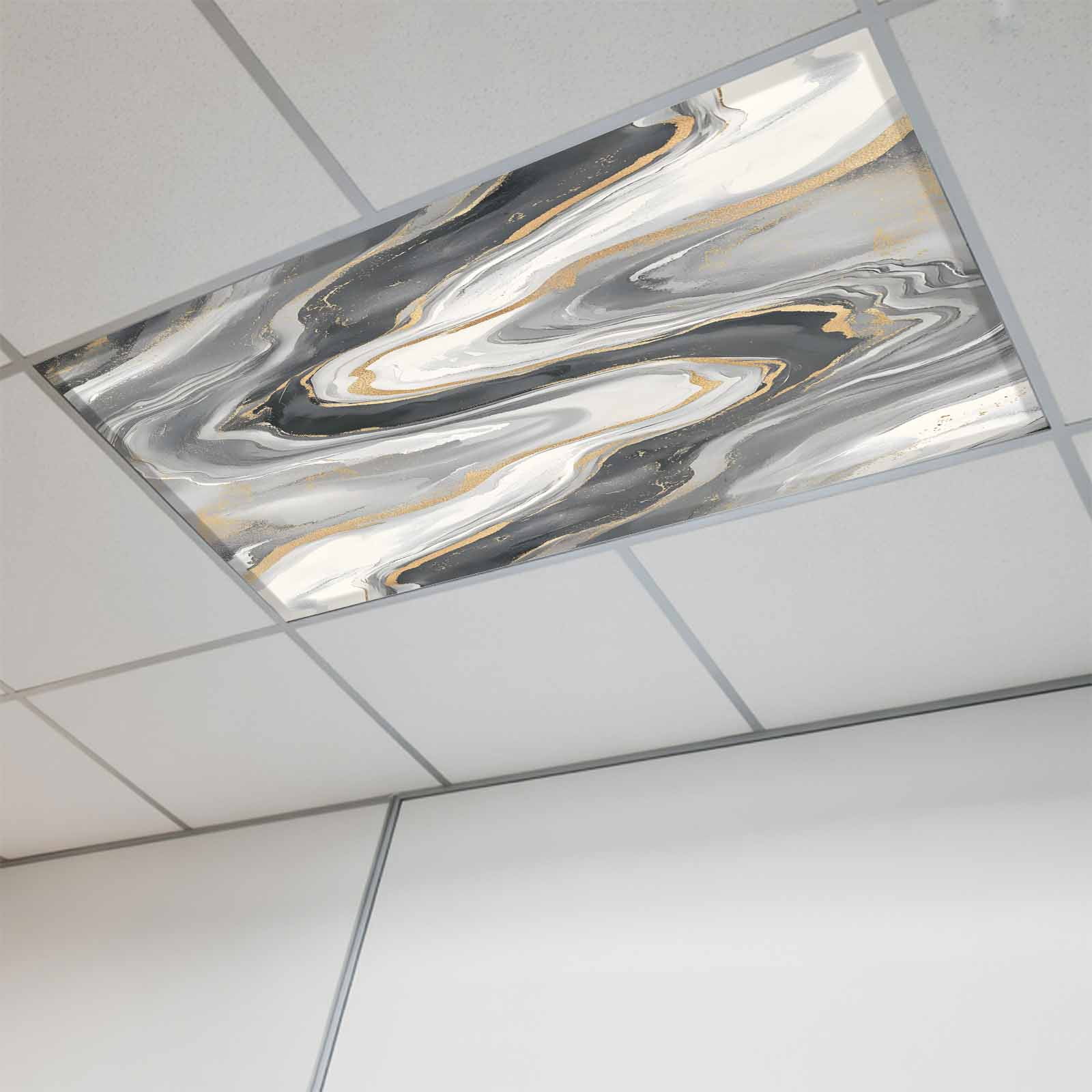Grey Ombre Marble Fluorescent Light Covers, Abstract Modern Art ...