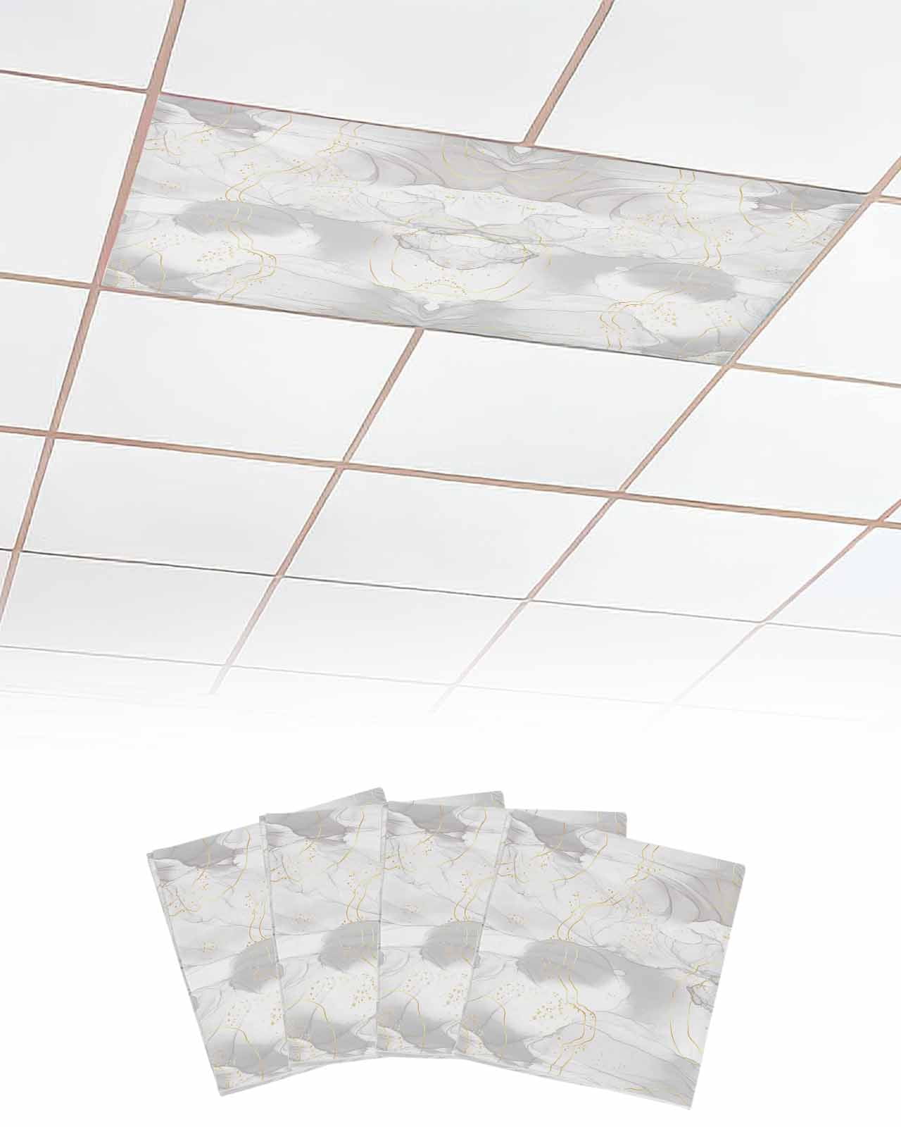 Grey Ombre Marble Fluorescent Light Covers for Ceiling Lights 4x2 feet ...