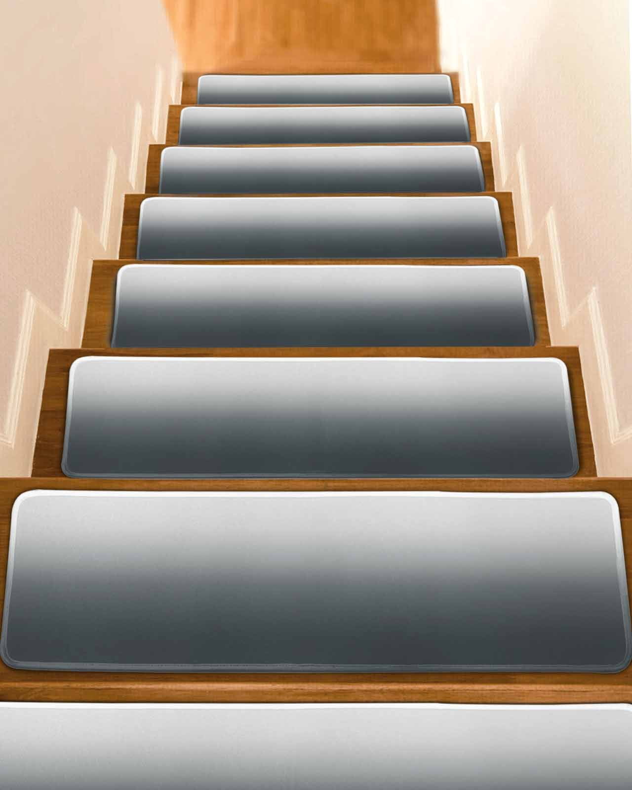Grey Ombre Stair Treads for Wooden Steps Indoor Runner Rug Carpet ...