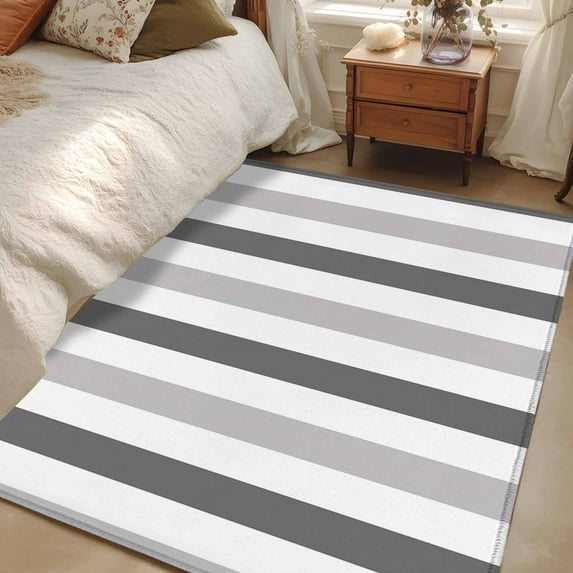 Grey Ombre Stripe 2.7x5 Area Rugs, Modern Farmhouse Vertical Striped ...