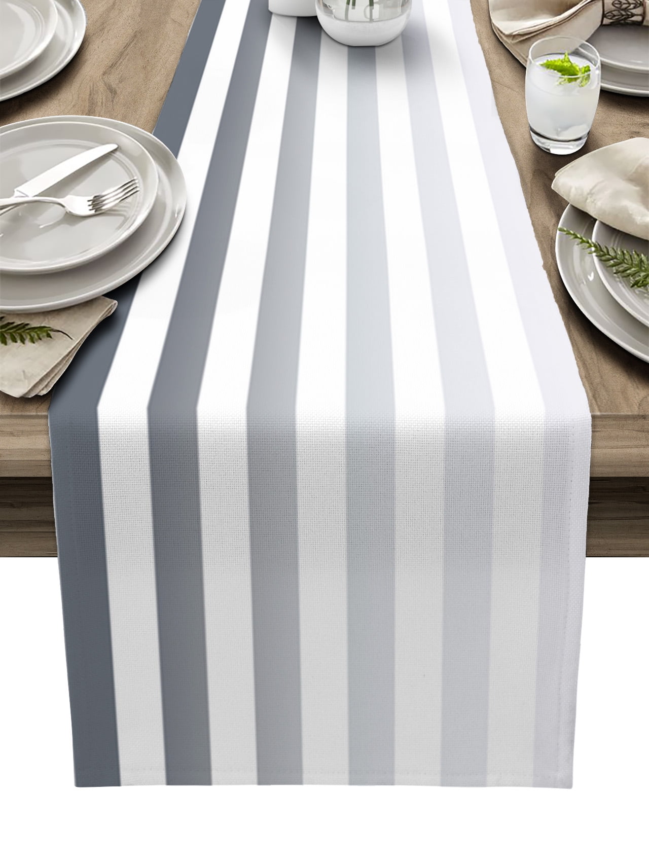 Grey Ombre Striped Table Runner 72 Inches, Modern Abstract Art ...
