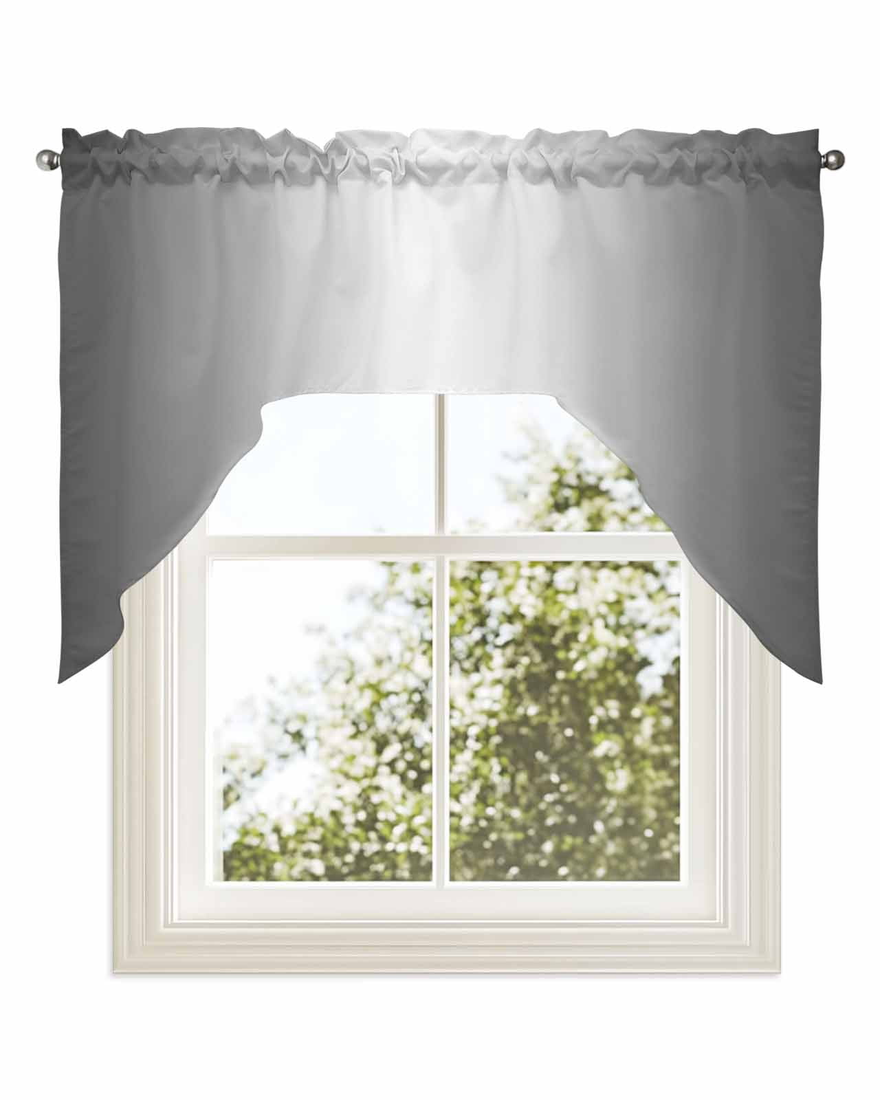 Grey Ombre Swag Valance for Windows 56'' x 36'', Gray White Gradient ...