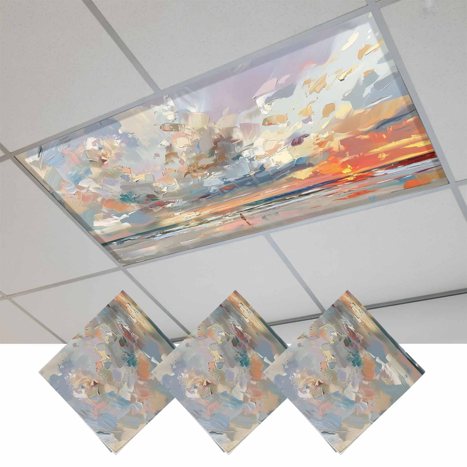 Grey Orange Coastal Magnetic Fluorescent Light Covers for Ceiling ...