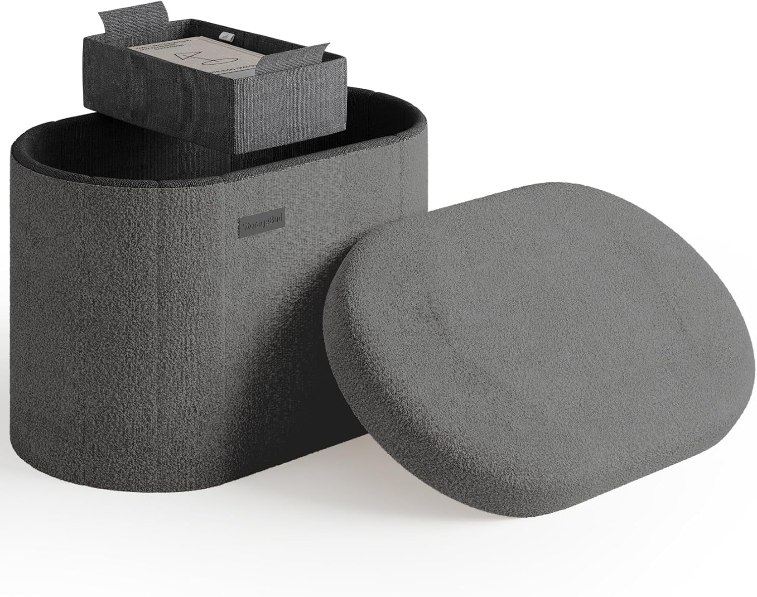 Grey Ottoman with Storage for Living Room, 18 Inch Storage Ottoman ...