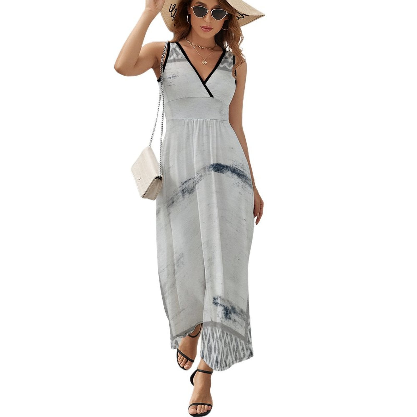 Grey Patterned Rug Abstract Design Dress Fashion Boho Beach Long ...