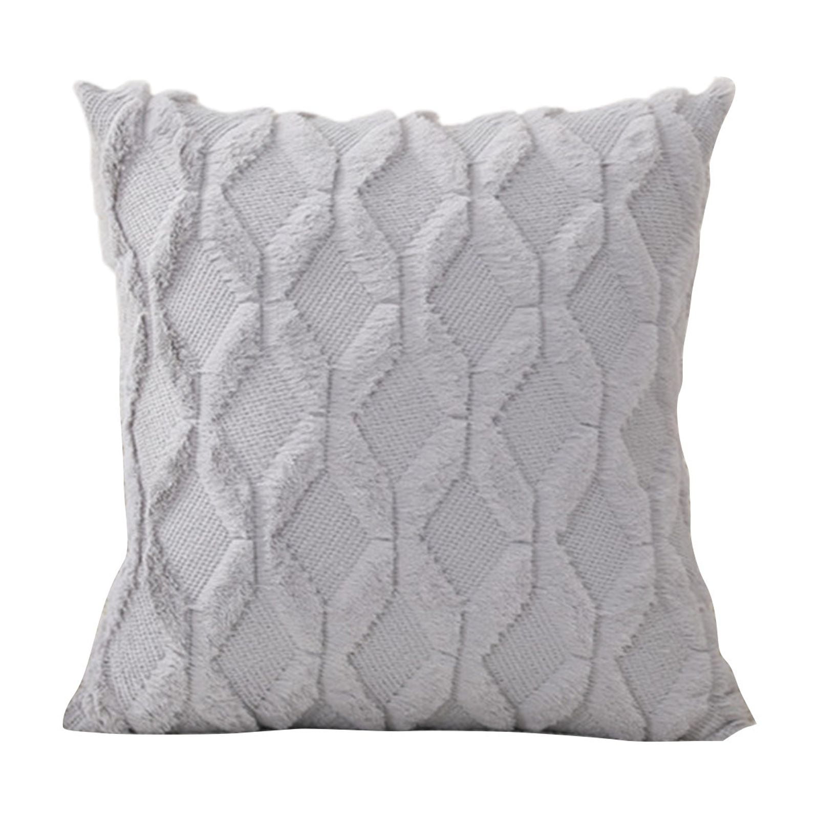 Grey Pillow Case Faux Villi Soft Plush Fleece Fabric Double Sided ...