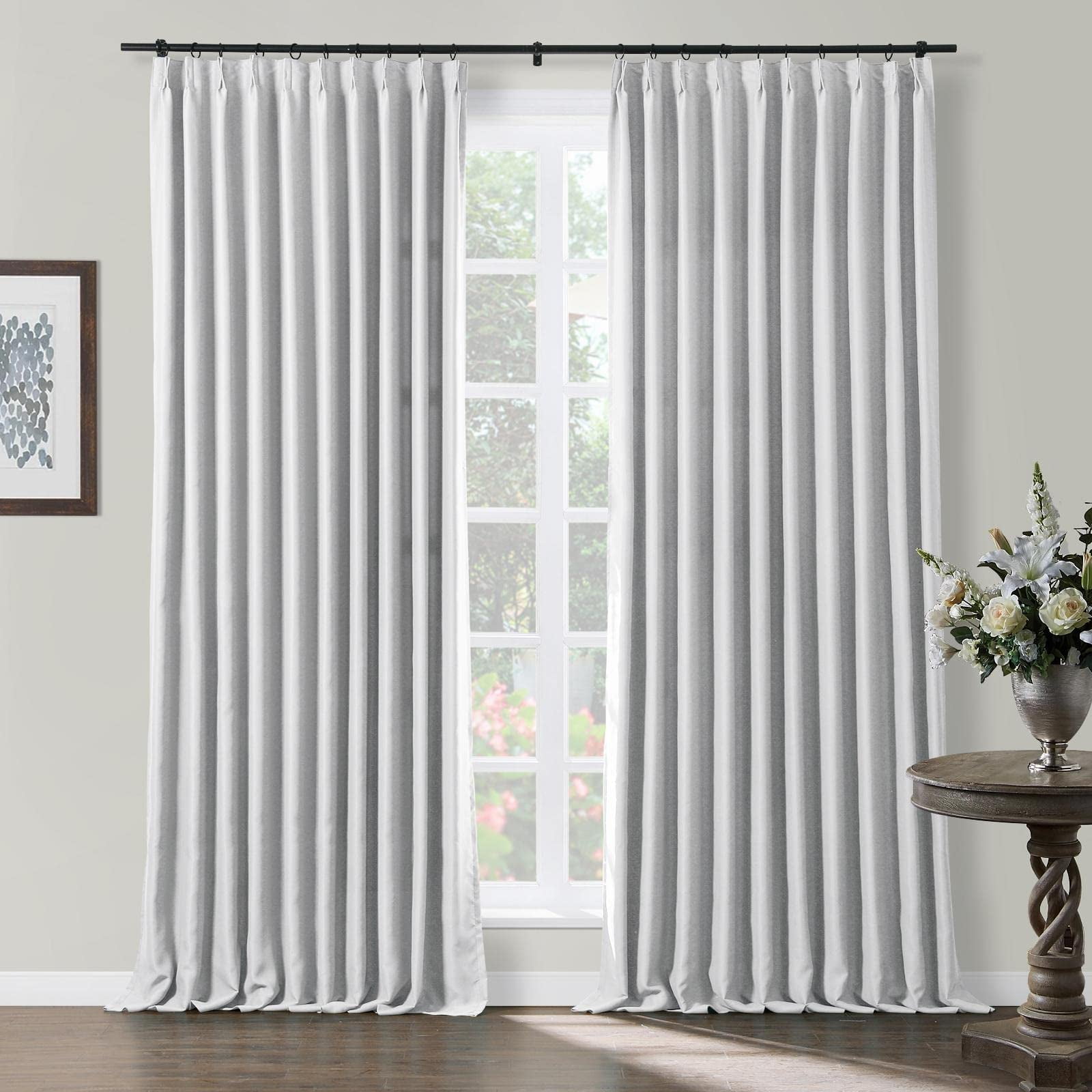 Grey Pinch Pleat Curtain Blackout, Triple Weave Thermal Insulated ...
