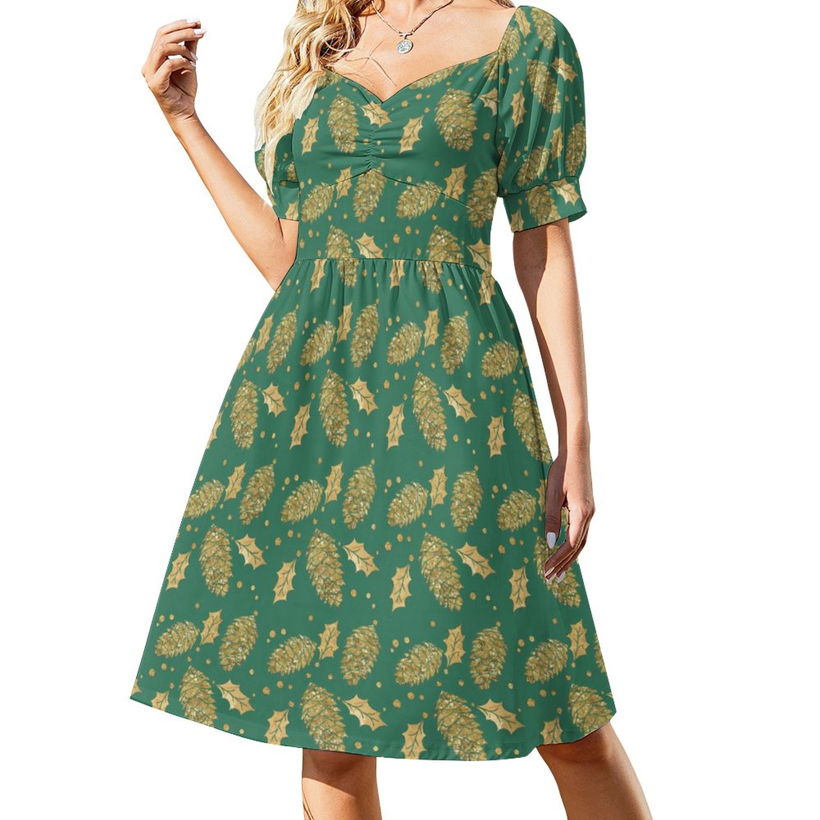Grey Pine Cones Dress Plant Print Modern Dresses Summer Aesthetic ...