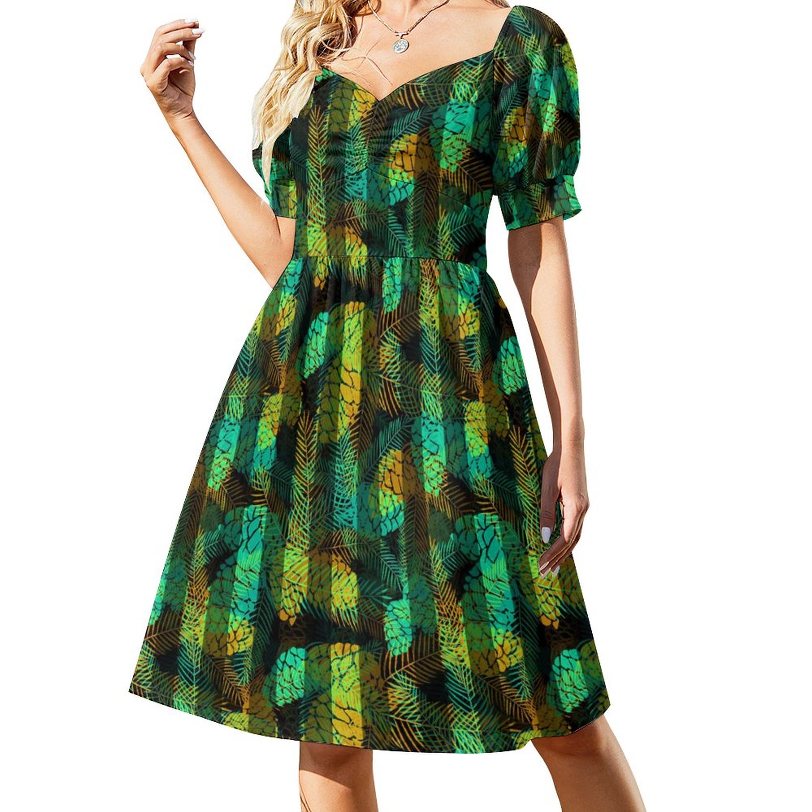 Grey Pine Cones Dress Plant Print Modern Dresses Summer Aesthetic ...