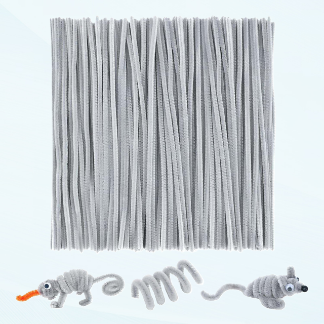 Grey Pipe Cleaners Bendy, 200 PCS Chenille Stem for Arts and Crafts 6mm ...