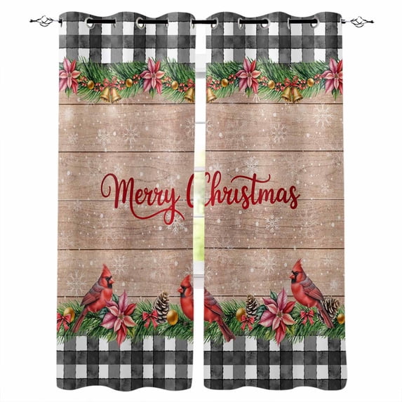 Grey Plaid Christmas Blackout Curtains for Bedroom/Living Room, Thermal ...
