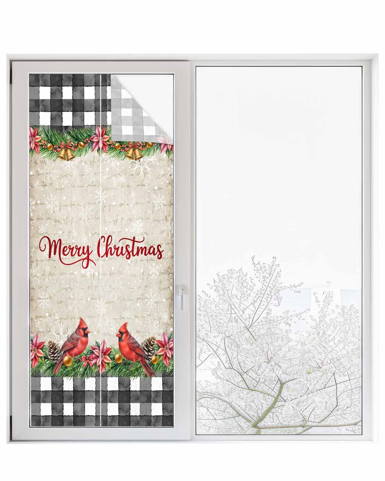 Grey Plaid Christmas Window Privacy Film Stained Glass Window Film ...