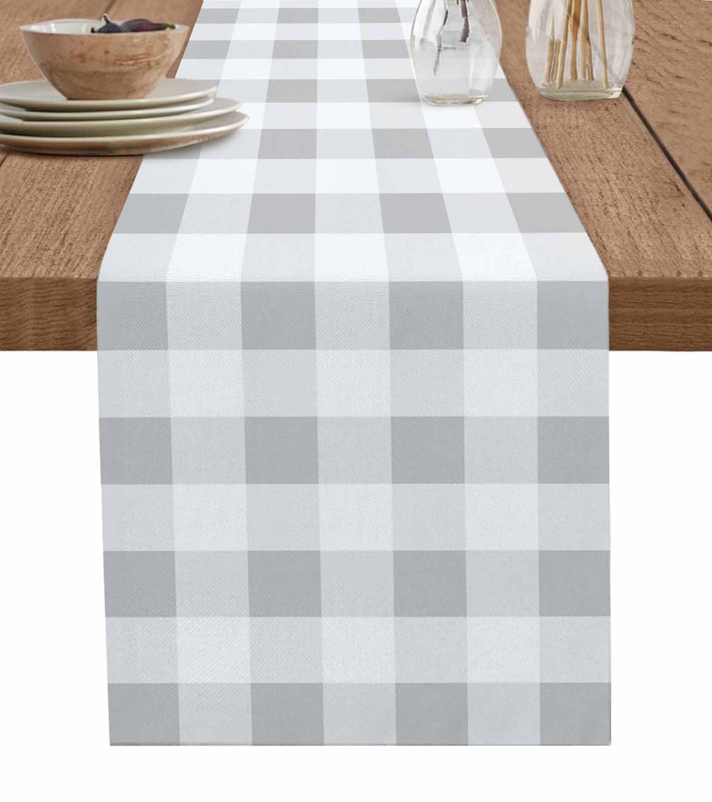 Grey Plaid Table Runner Spring Summer Farmhouse Buffalo Checkered ...
